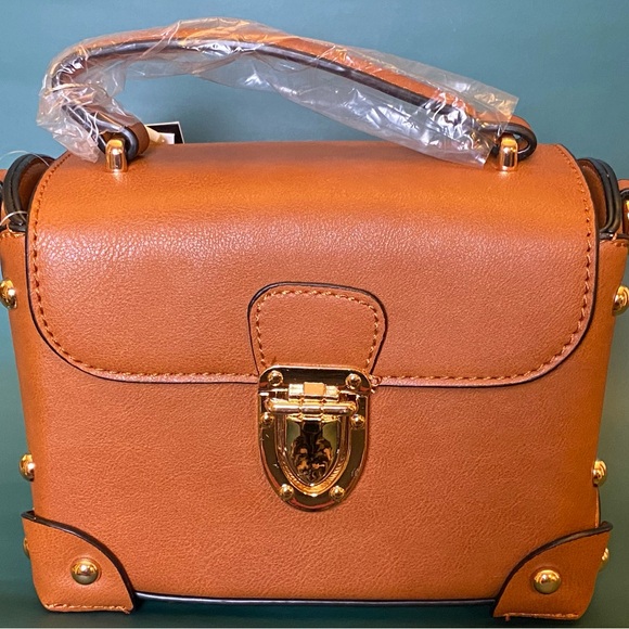 Bags | Caramel Colored Crossbody Bag With Structured Shape And Gold ...